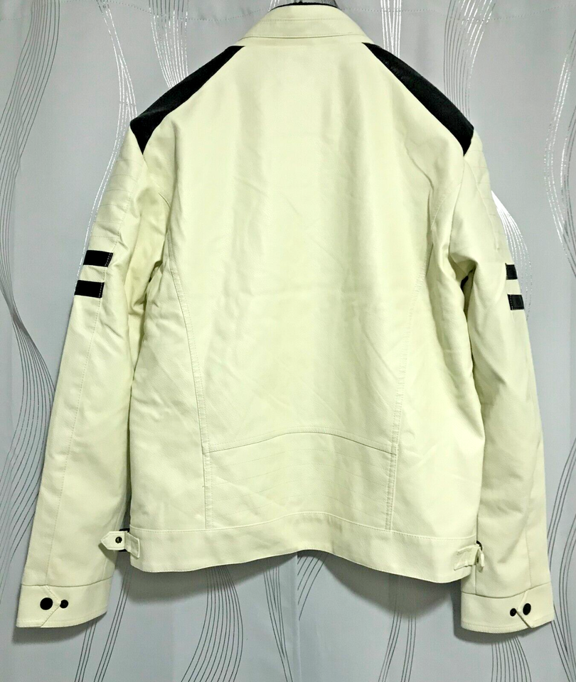 Jacket Fried Denim G NYC White & Black Faux Leather Varsity Bomber Size ...