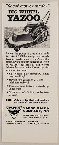 1950's? Print Ad Yazoo Big Wheel Lawn Mowers Glides Easily Monsey,New ...