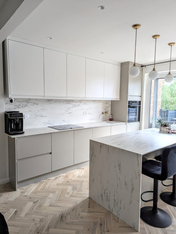 White Marble Compact Laminate Worktop | eBay UK