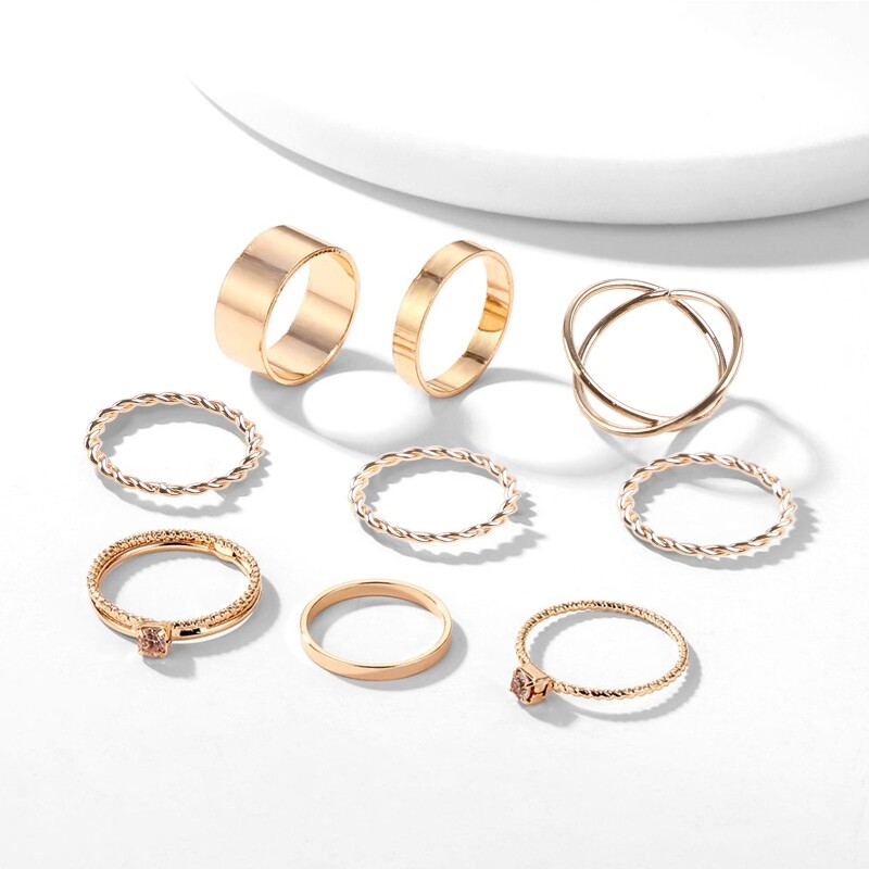 9x/Set Stackable Finger Rings Midi Rings Woven Twisted Bohemian Style ...