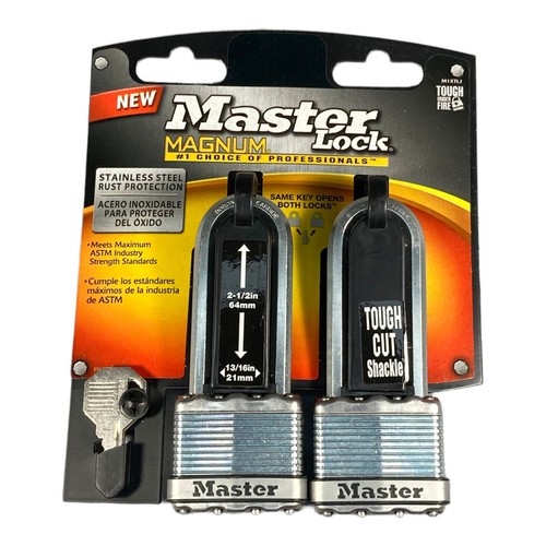 Master Lock Magnum Laminated 2.5" Padlocks Keyed Alike 2 Pack Tough ...