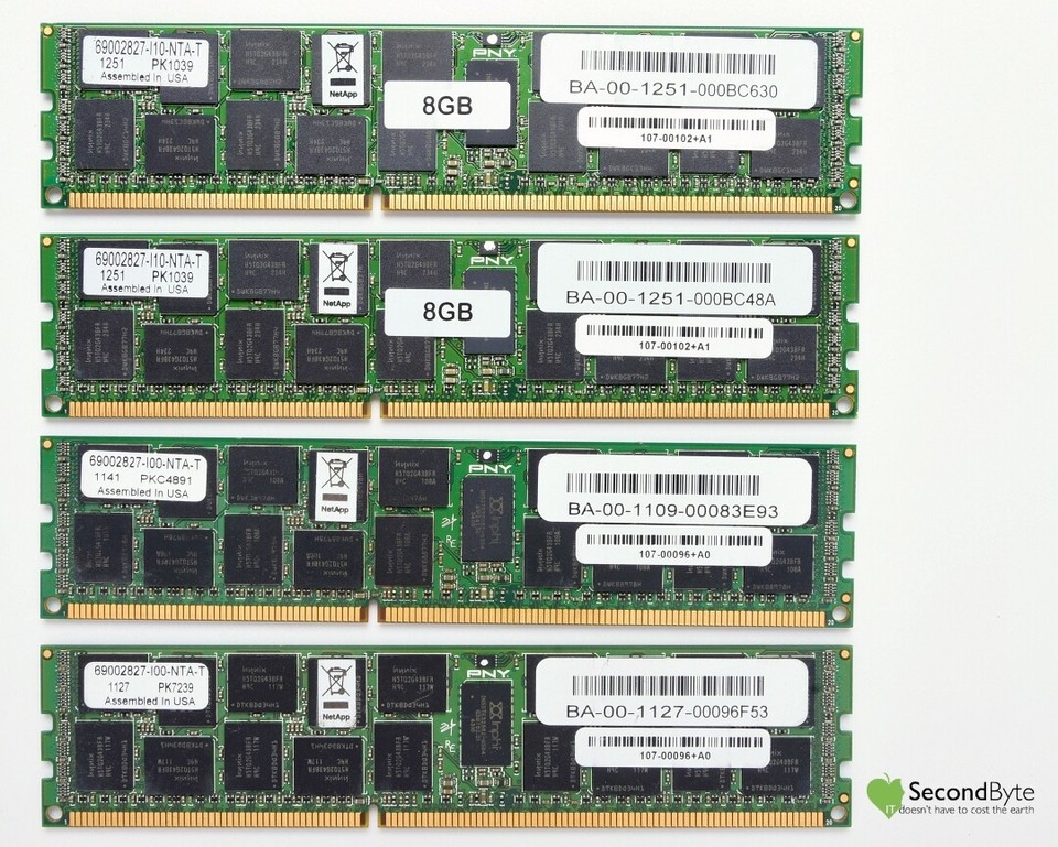 NetAPP X3205-R6 32GB (4 X 8GB) DIMM V6280 SA620 FAS6280 Memory 107 ...