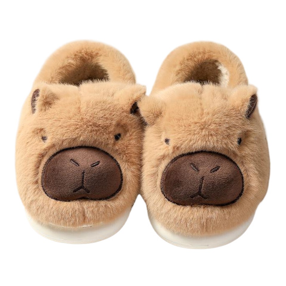Plush Capybara Slippers Cute Closed Toe Slippers Furry Animal Slippers ...