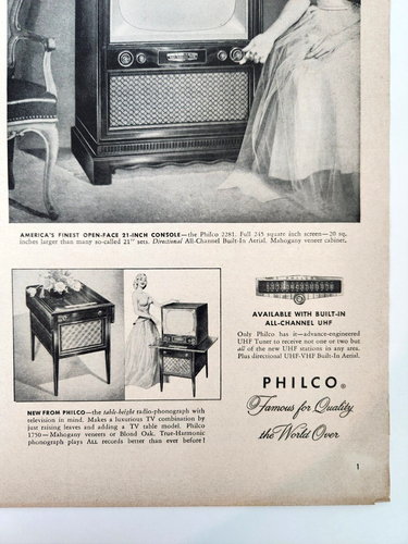 Philco 21 Inch TV Console Cabinet 2281 Vintage 1953 Ad Television ...