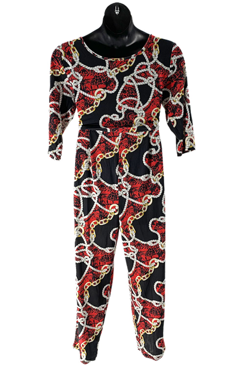 Shavonne Dorsey Azora 3/4 Sweetheart Neck Jumpsuit Red/Rope Print | eBay
