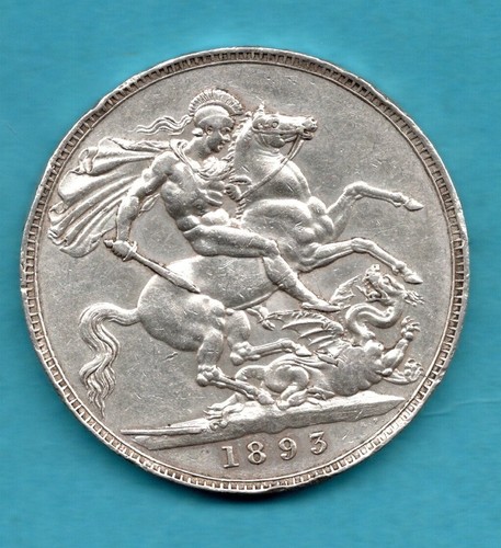 AN 1893 STERLING SILVER CROWN COIN. QUEEN VICTORIA VEILED HEAD. 'LVI ...