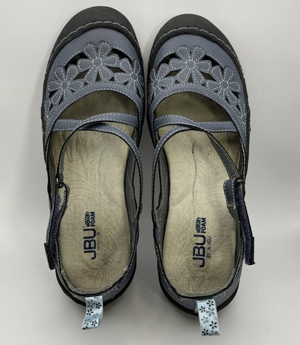 Women’s Jambu JBU Shoes 10 M Blue Gray Wildflower Pebbled Leather ...