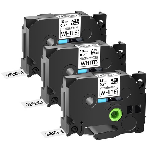 3Pcs TZ TZe-S241 Extra Adhesive Black on White Label Tape For Brother ...