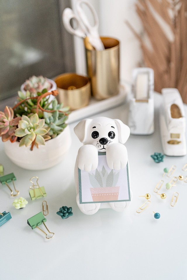 Dog Post it Cute Sticky Note Holder & Dispenser for Desk 3" x 3 ...