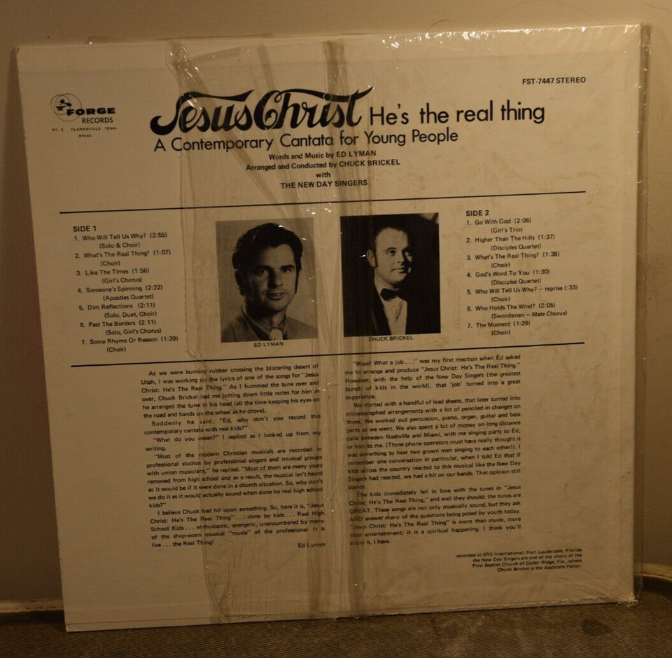 ED LYMAN Chuck Brickel NEW DAY SINGERS Jesus Christ He's The Real Thing ...