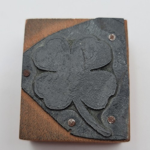 Vtg 1920's LUCKY 4-LEAF CLOVER-FULL BACK COLOR PRINT BLOCK Letterpress ...