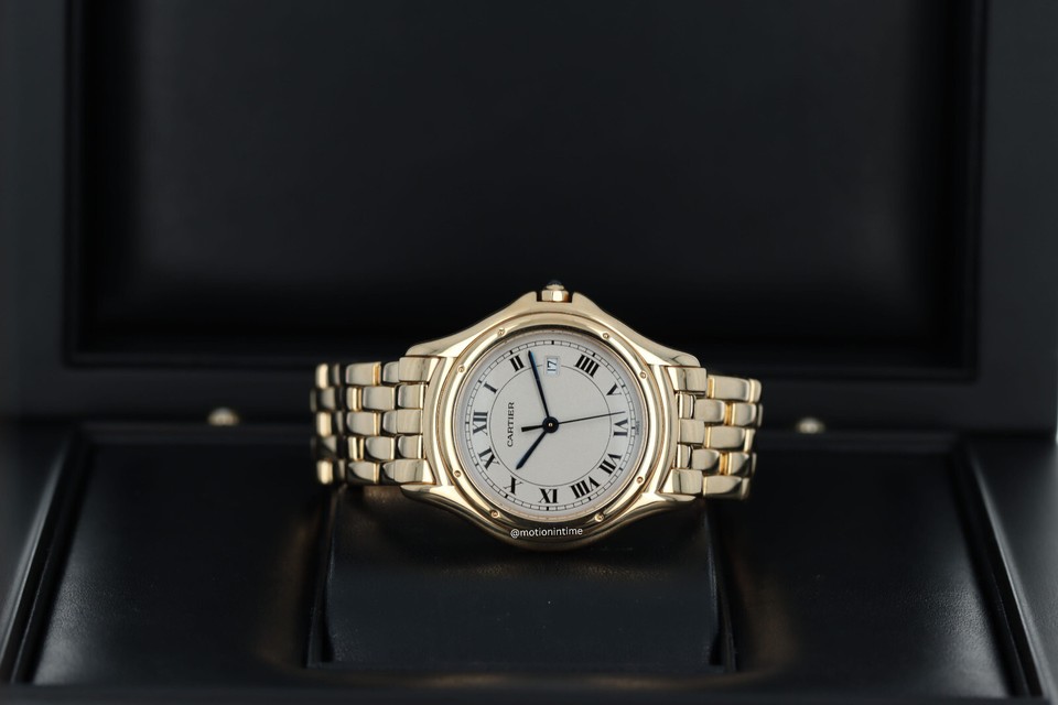 Cartier Panthere Cougar Large 18kt Yellow Gold Blue Hands 33mm Roman ...