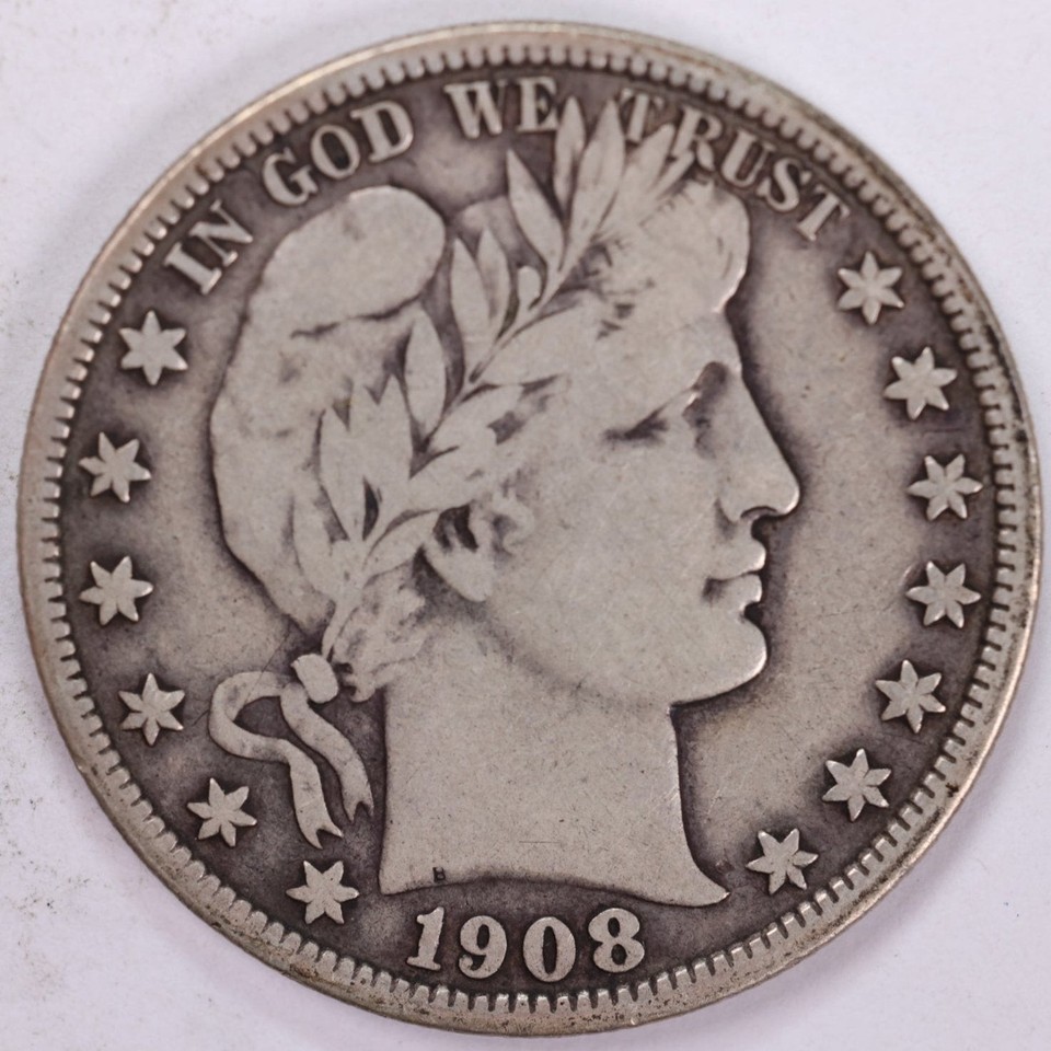 1908 Barber Half Dollar, Fine Circulated Coin, Store #H908.08 | eBay
