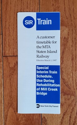 1997 SIR STATEN ISLAND RAILWAY MTA TIMETABLE NYC SUBWAY NYCTA NY NYC ...