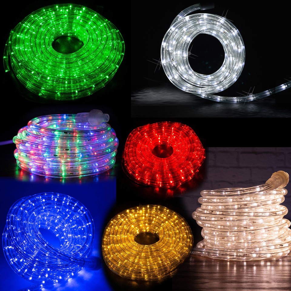 10' 20' 25' 50' 100' 150ft Outdoor LED Rope Light Water-Resistant ...