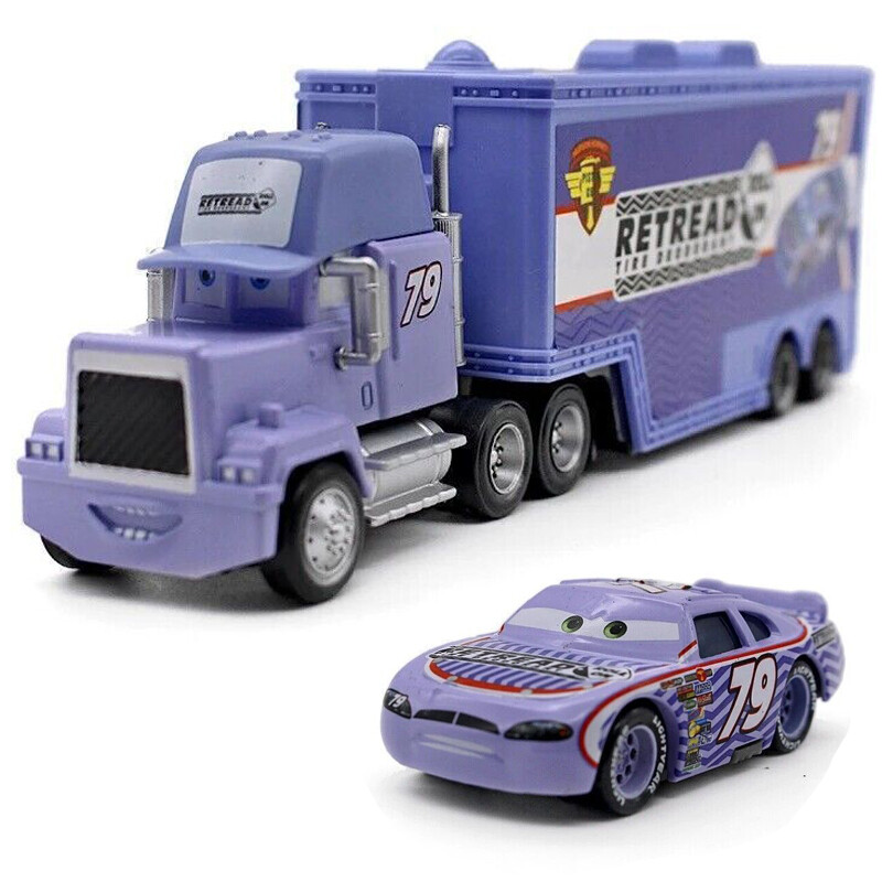 Disney Pixar Cars No.79 Retread Mack Hauler Truck + Mini Car 1:55 ...