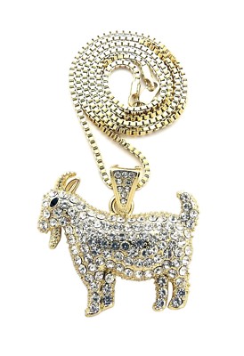 New Bling Goat Pendant 24" Box,Cuban,Rope Chains Hip Hop Necklace XZ332 ...