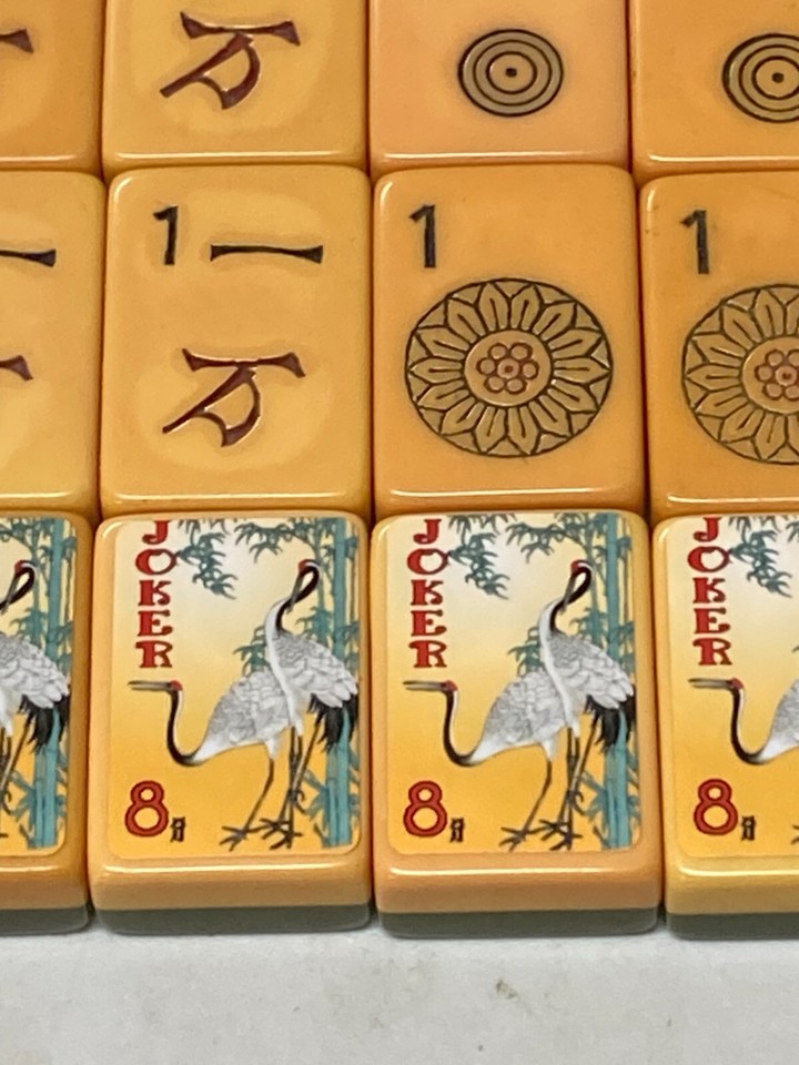 Green 2-tone bakelite Majong MAH JONG tile set ready for 8 joker play 4 ...