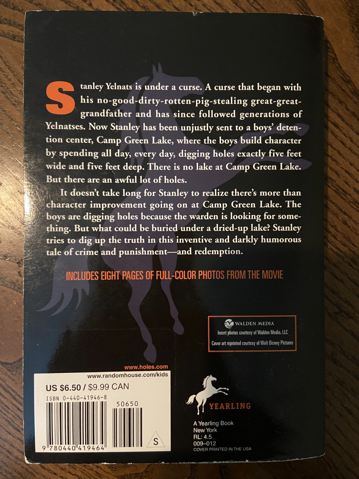 Holes Louis Sachar Paperback good condition yearling randomhouse movie ...