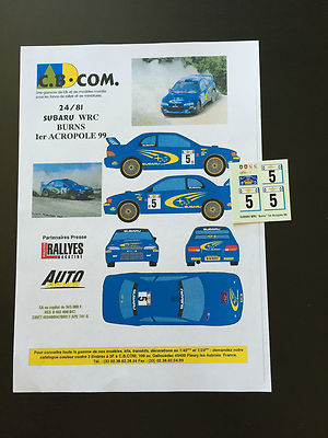 DECALS 1/24 SUBARU IMPREZA BURNS ACROPOLIS RALLY 1999 WRC RALLYE ...