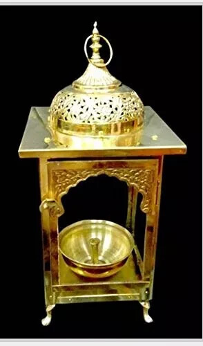 Brass Handcrafted Decorative Hanging Akhand Diya Crystal Oil Lamp For ...