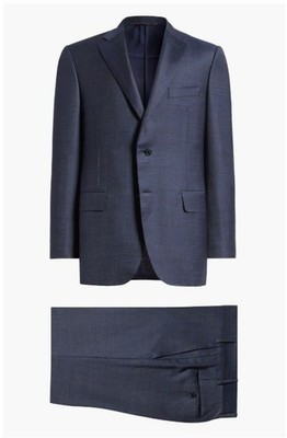 Canali Men's Navy Blue Siena Denim Effect Wool Suit Size 56 R EU/ 46 US ...