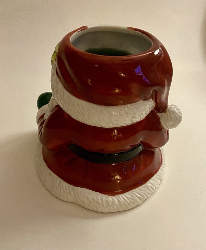 Fitz & Floyd Laughing Santa Candle Jar Ceramic Glossy Essentials St ...