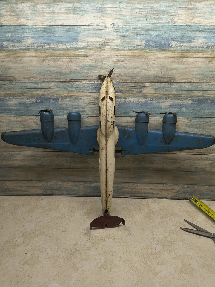 Large c40s Buddy L Pressed Steel TRANSPORT AIRPLANE Wood Wheels AS IS ...