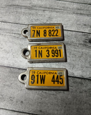 Lot of 3 1949 Original California Mini License Plate Key Chain DAV Old ...