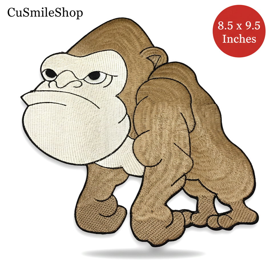Large Gorilla Embroidered Patch Ape Applique for Jacket Back 8.5 x 9.5 ...