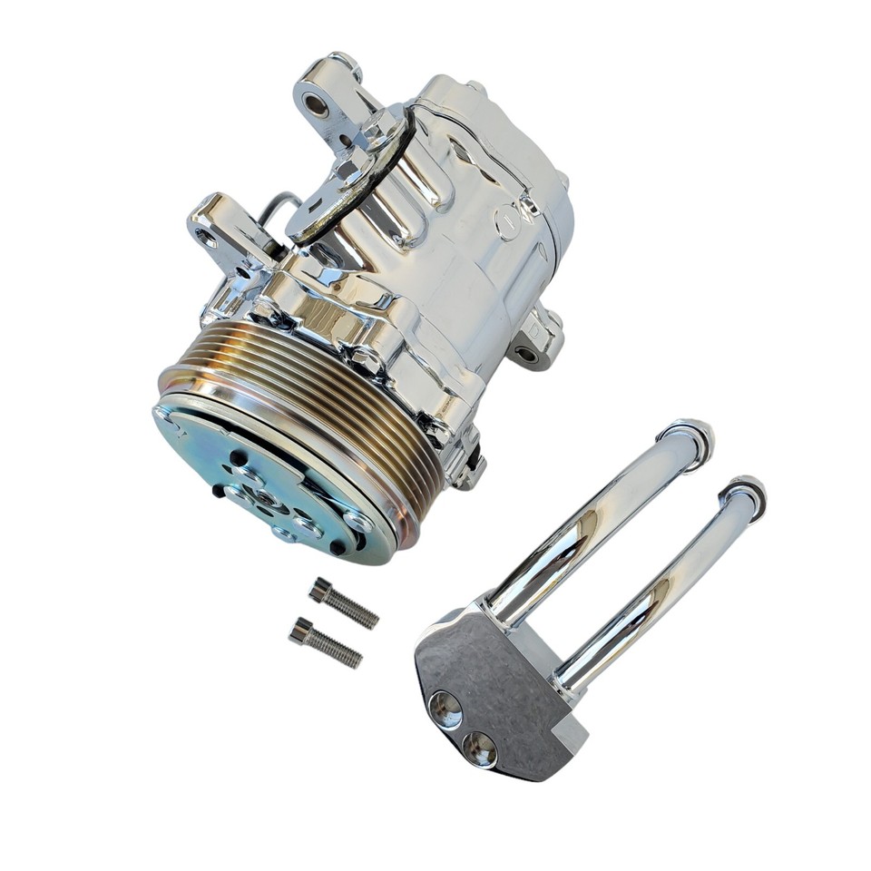 Chrome Mini Sanden SD7 7176 Style AC Compressor R134 Serpentine With ...