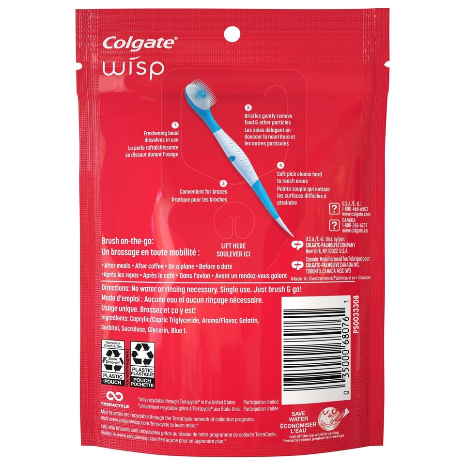 Colgate Wisp Mini-Brush Max Fresh Peppermint 2-Pack 24-Count Portable ...