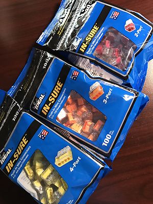 Ideal In-Sure Push In Wire Connectors 300 Qty 2 3 4 Port Insure #12 ...