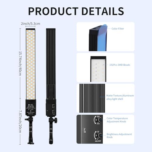 LED Video Light Battery Powered Photography Lighting 5500K Dimmable ...