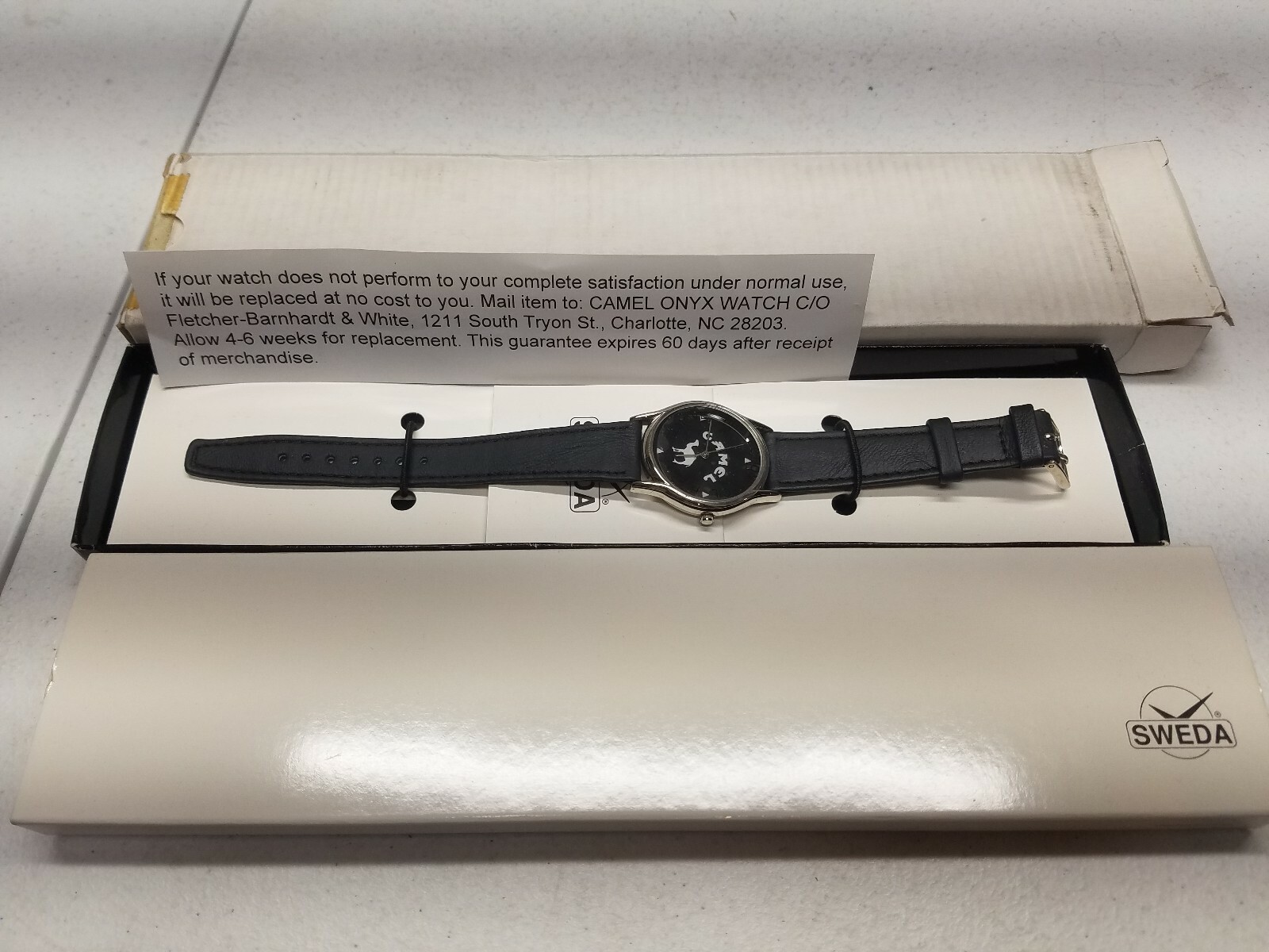 RARE Sweda Club Camel Joe Wrist Watch Black Leather Band New 1990'S ...