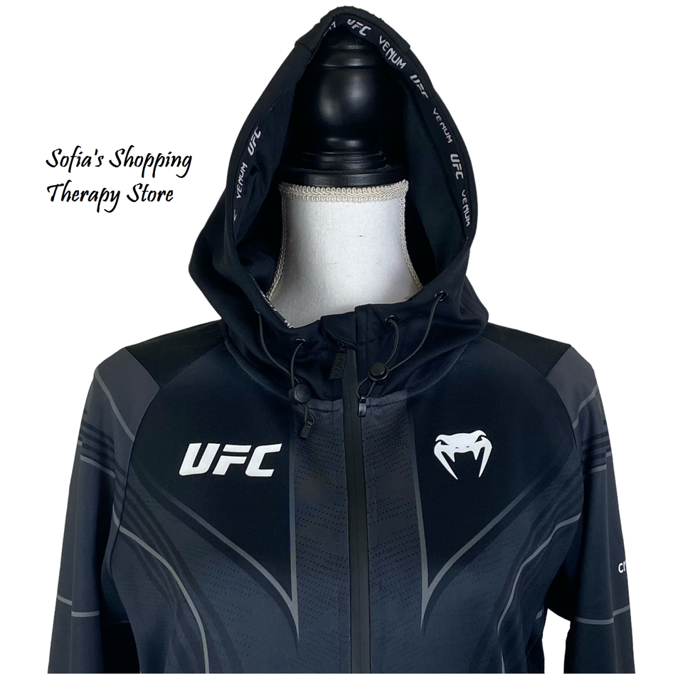 UFC Venum Authentic Fight Night 2.0 Women's Walkout Hoodie Jacket Black ...