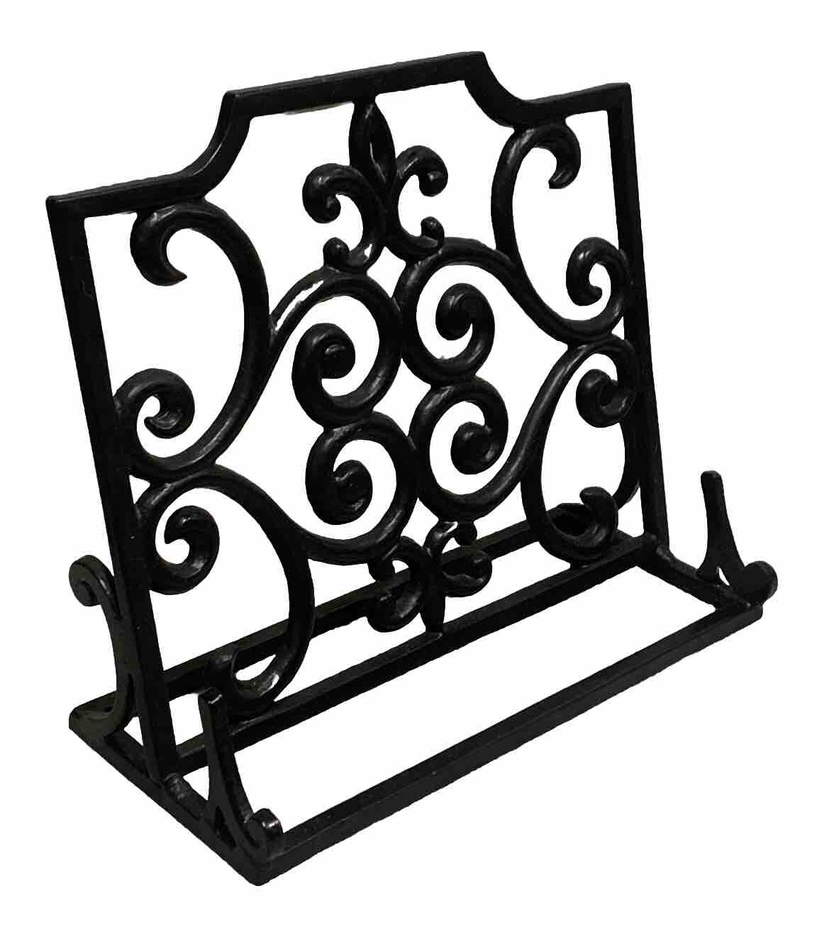 VTG Black Cast Iron Easel Display Stand Book Photo Art 11.25”L 9.75”T 2 ...