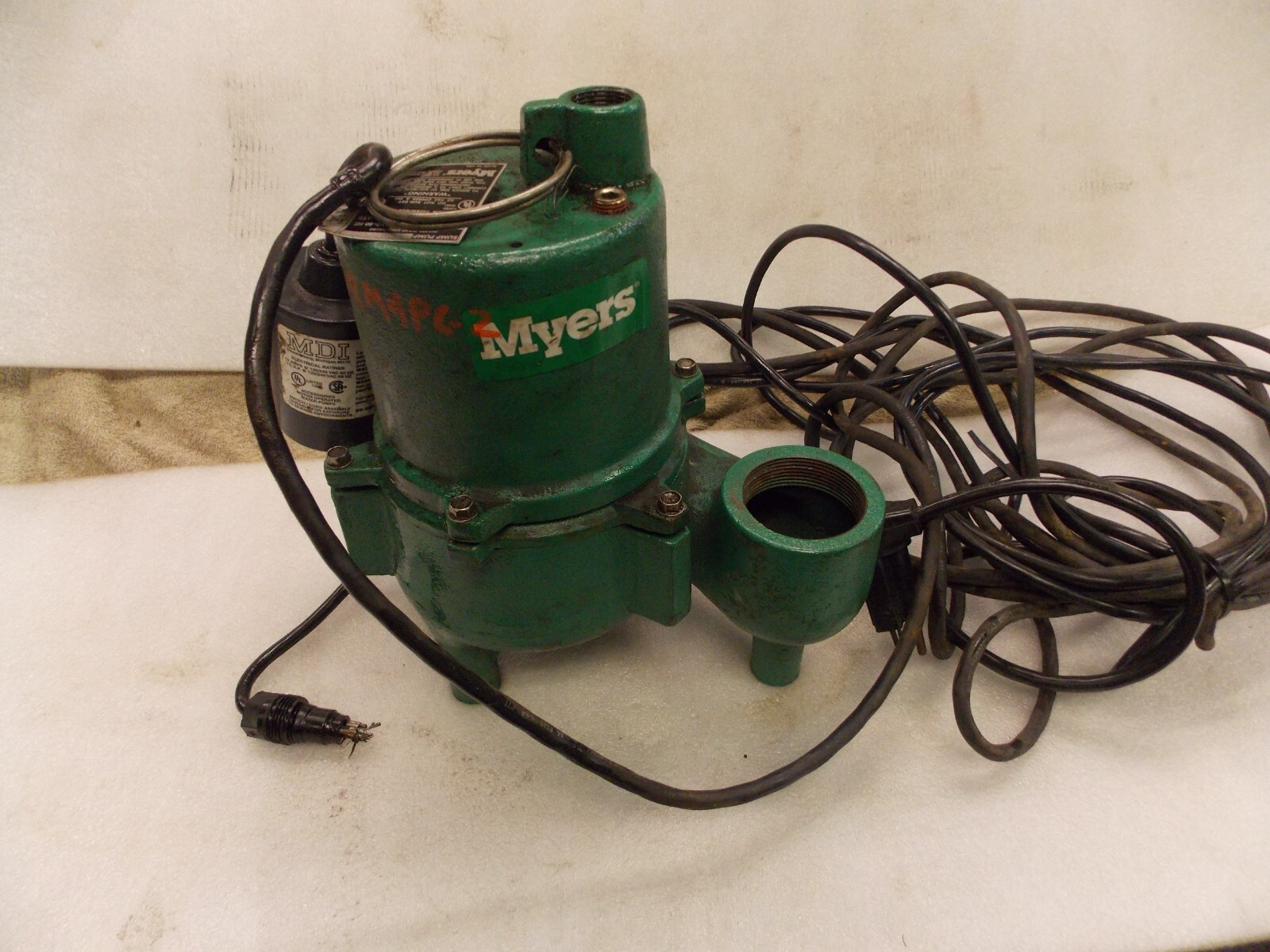 Myers Pump SRM4PC-2 Sewage Sump Pump 0.4 HP 230V 1 PH 20' Cord Needs ...