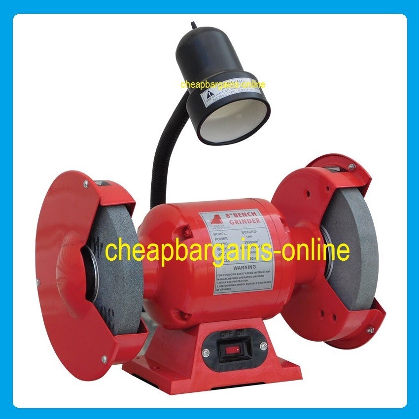 8 in BENCH GRINDER 200 mm FINE & COARSE WHEELS WORK LIGHT WORK RESTS ...