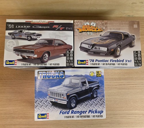 X3 Revell Muscle Car Model Kits Unmade, Dodge Charger, 78 Pontiac, Ford ...