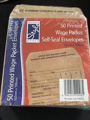 50 Self-Seal Wage Packets Pay Envelopes Staff Salary New | eBay UK