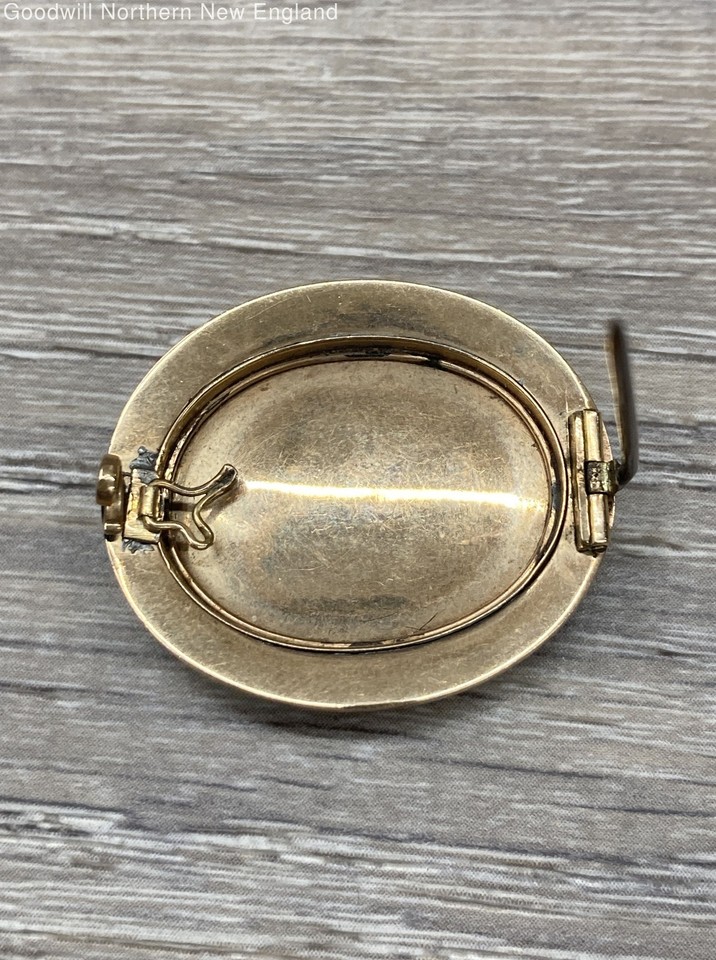 Unmarked Tests 9K Yellow Gold Vintage Painted Floral Seed Pearl Pin ...
