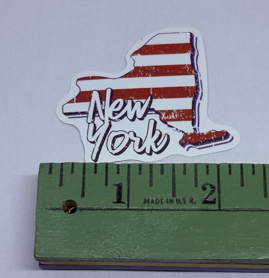 New York State Map Sticker USA Flag Stripes Art Decal Vinyl Country ...