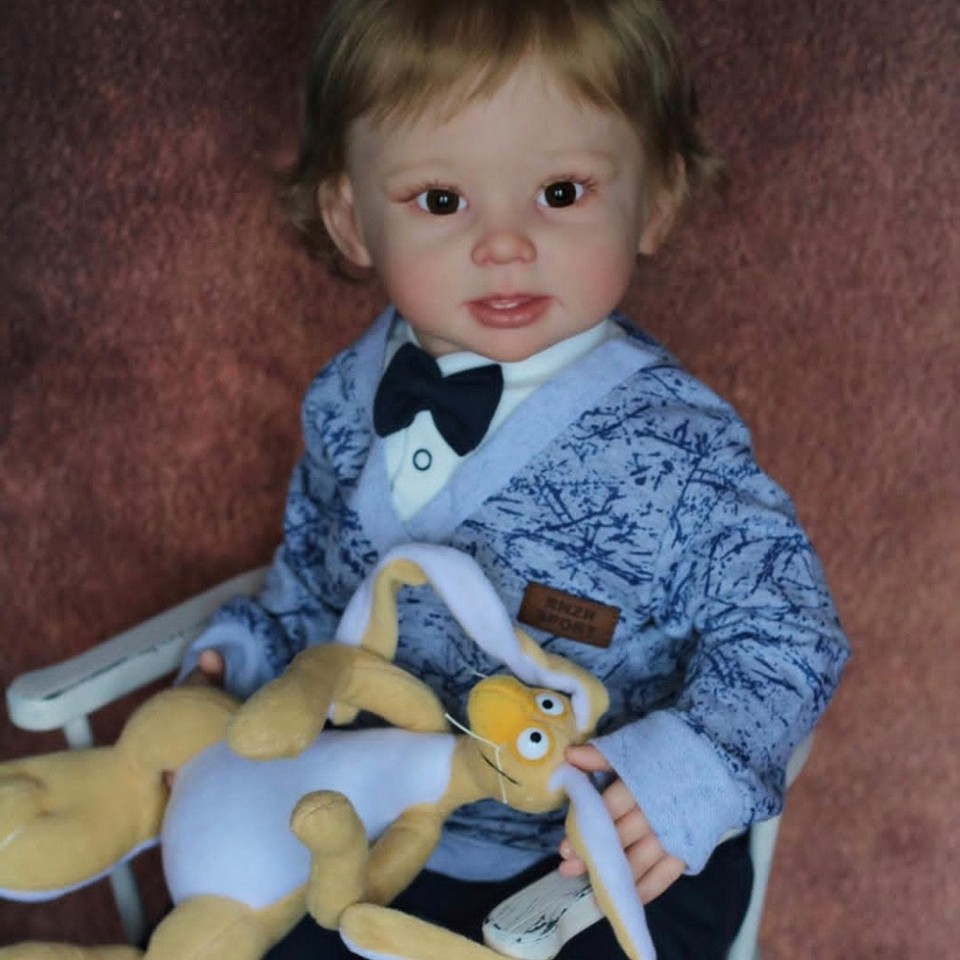 28" Painted Reborn Baby Doll Cute Toddler Boy Short Hair Cloth Body ...