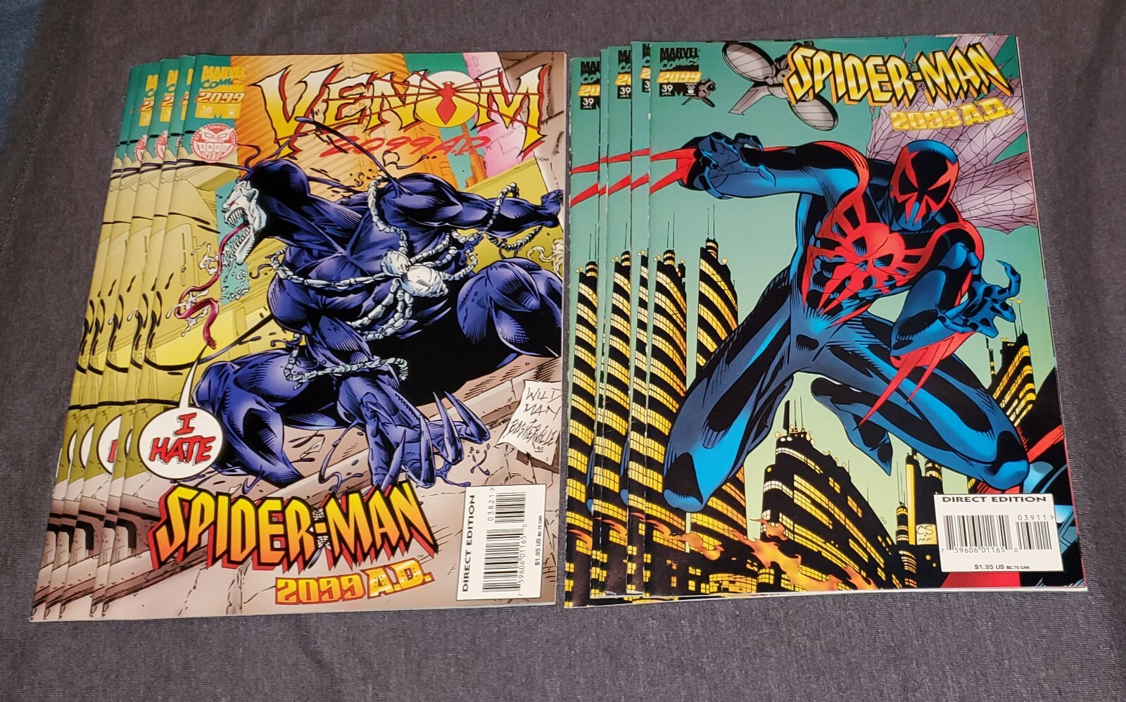Lot of 2 - SPIDER-MAN 2099 #38 RARE HTF VARIANT VENOM & #39 1995 MARVEL ...