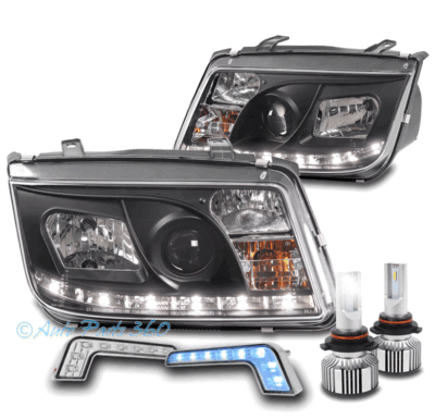 For 99-05 VW Jetta Mk4 Projector Black Headlight Lamp w/Bumper Blue DRL ...