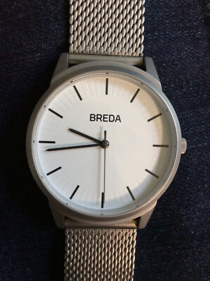 Mens Breda Bresson 5020j Stainless Steel 40mm Analog Watch Mesh Band ...