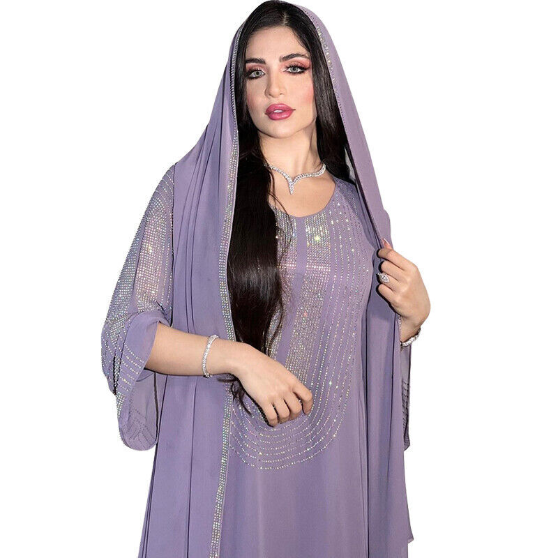 Moroccan Abaya Women Muslim Hijab Maxi Dress Dubai Arab Robe Kaftan ...
