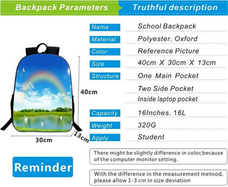 DBS Super Saiyan God Goku Combat Student Backpack School Book Bags ...