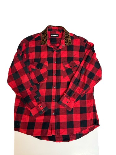 The Kooples Check Cotton Buffalo Leopard Collar Calf Hair Oversized ...